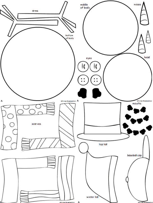 Snowman WInter Glyph Freebie: All About Me and Animal Facts Versions