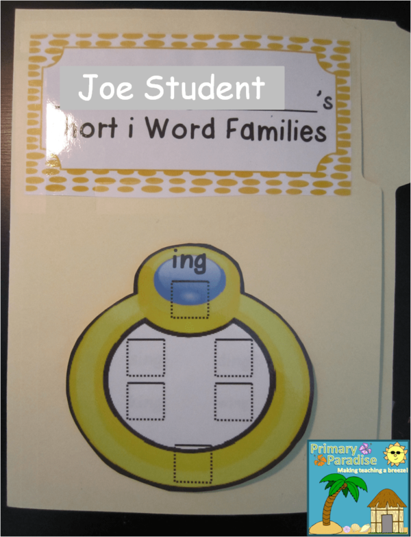 Short Vowel Word Families: File Folder Flippers