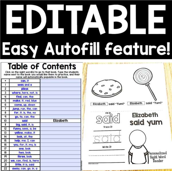 Personalized Sight Word Readers