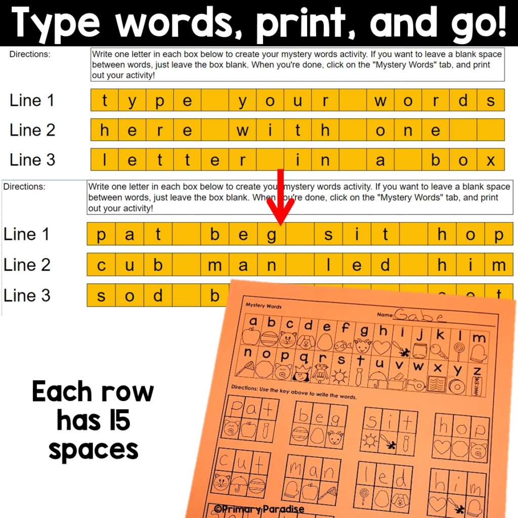 Mystery Word Practice Editable: Spelling Words Sight Words ANY Words