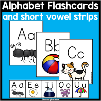Alphabet Flash Cards: Letter Sound ABC Cards with Short Vowel Sounds