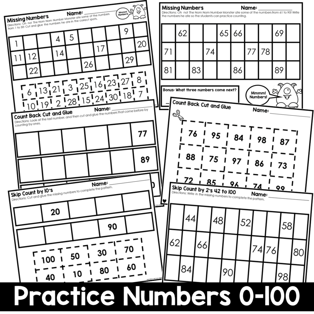 Number Sense Practice Counting Within 100 Cut And Glue Print And Go