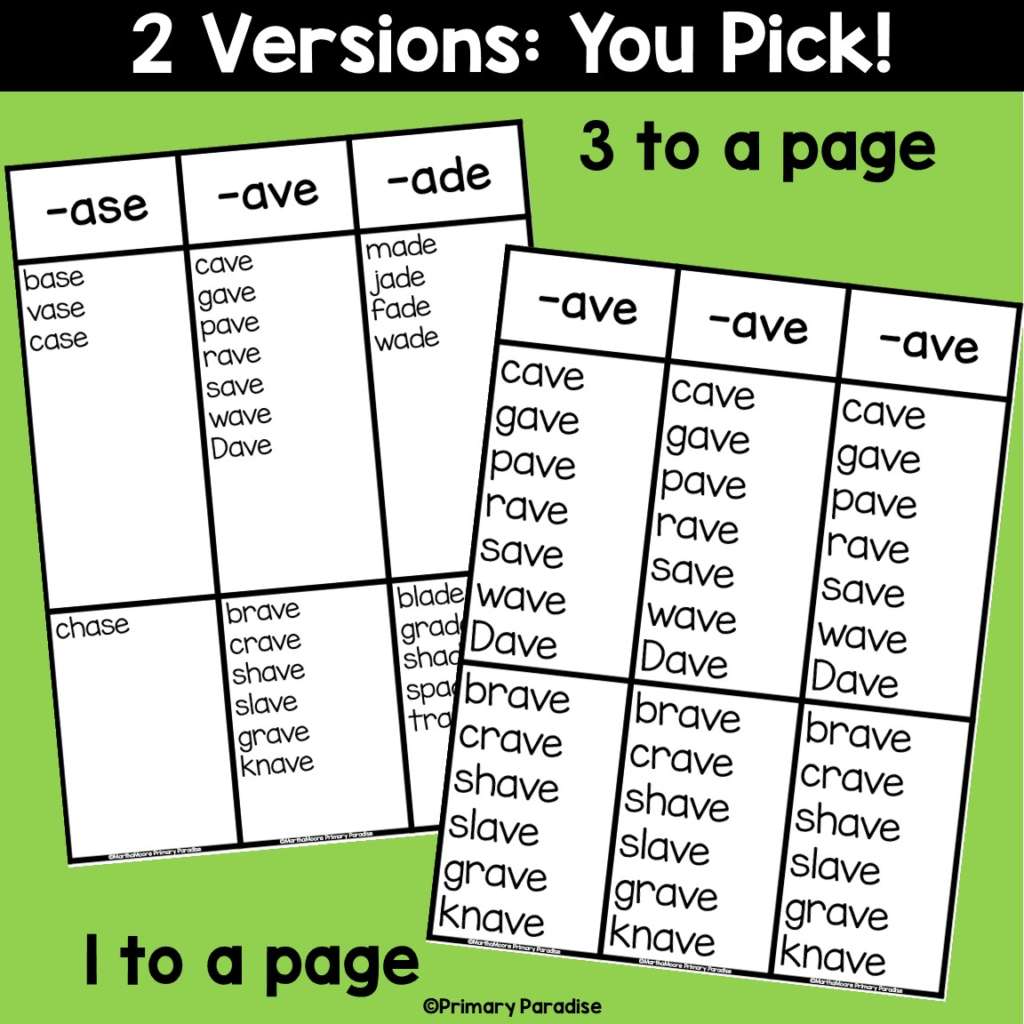 CVCe Word Lists For Students Printable Long Vowel Word Families CVCe Word Lists For Students Printable Long Vowel Word Families