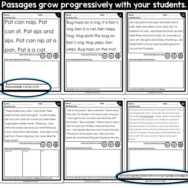 Fluency Passages First Grade All Year Jolly Phonics Compatible