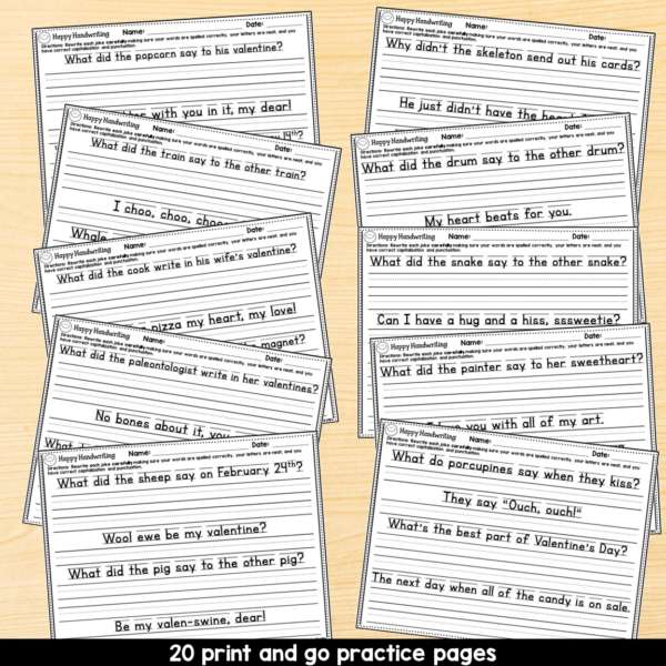 Valentine's Day Handwriting Practice Jokes: Grades 1,2,&3