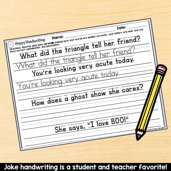 Valentine's Day Handwriting Practice Jokes: Grades 1,2,&3