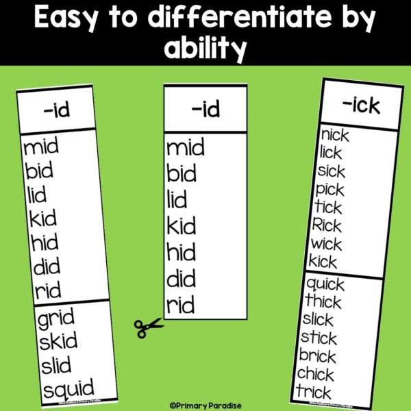 CVC Word Lists for Students: Printable Short Vowel Word Families