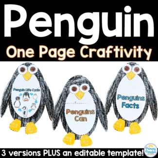 Penguin Craft: One Page Craftivity for Students in Winter