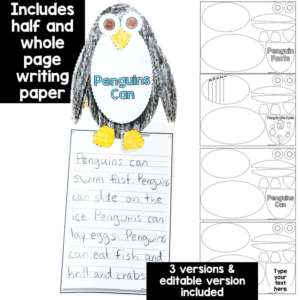 Penguin Craft: One Page Craftivity for Students in Winter