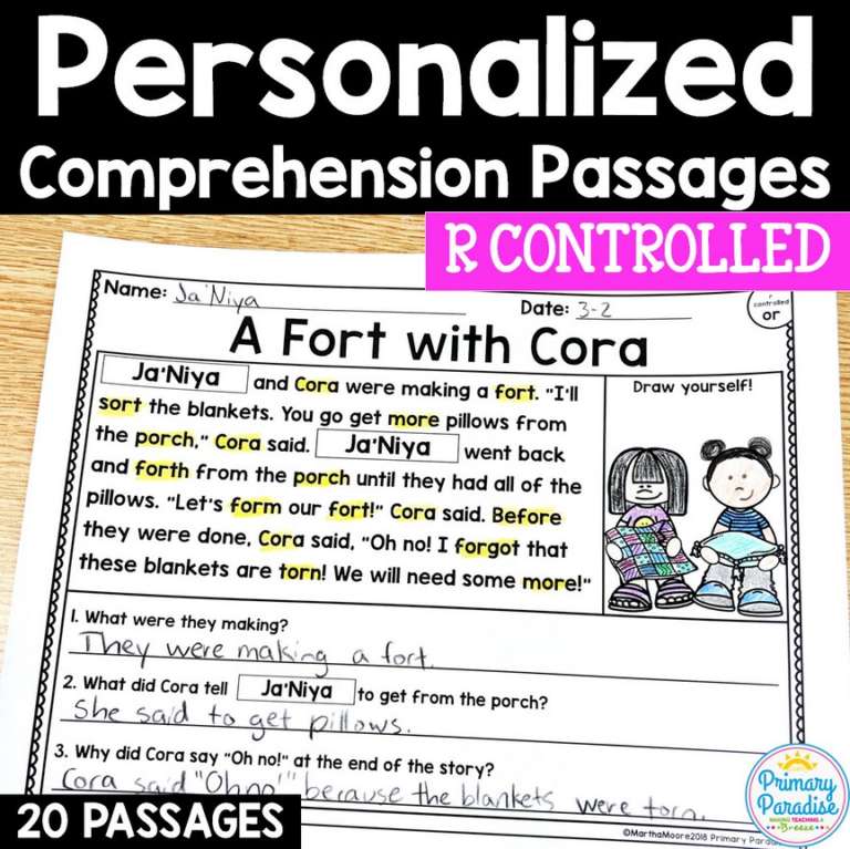 R Controlled Vowels: PERSONALIZED Comprehension Passages