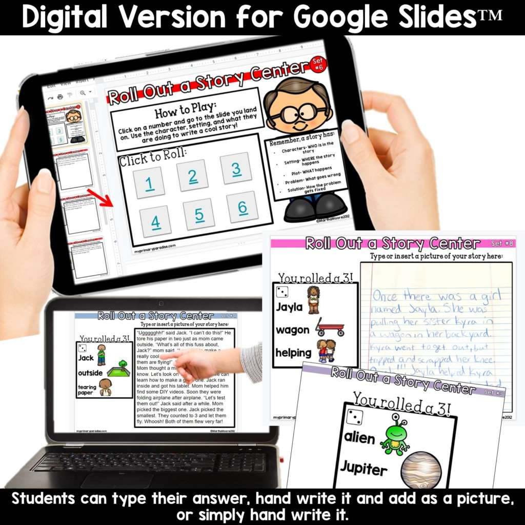Roll a Story Writing Center Print and Digital