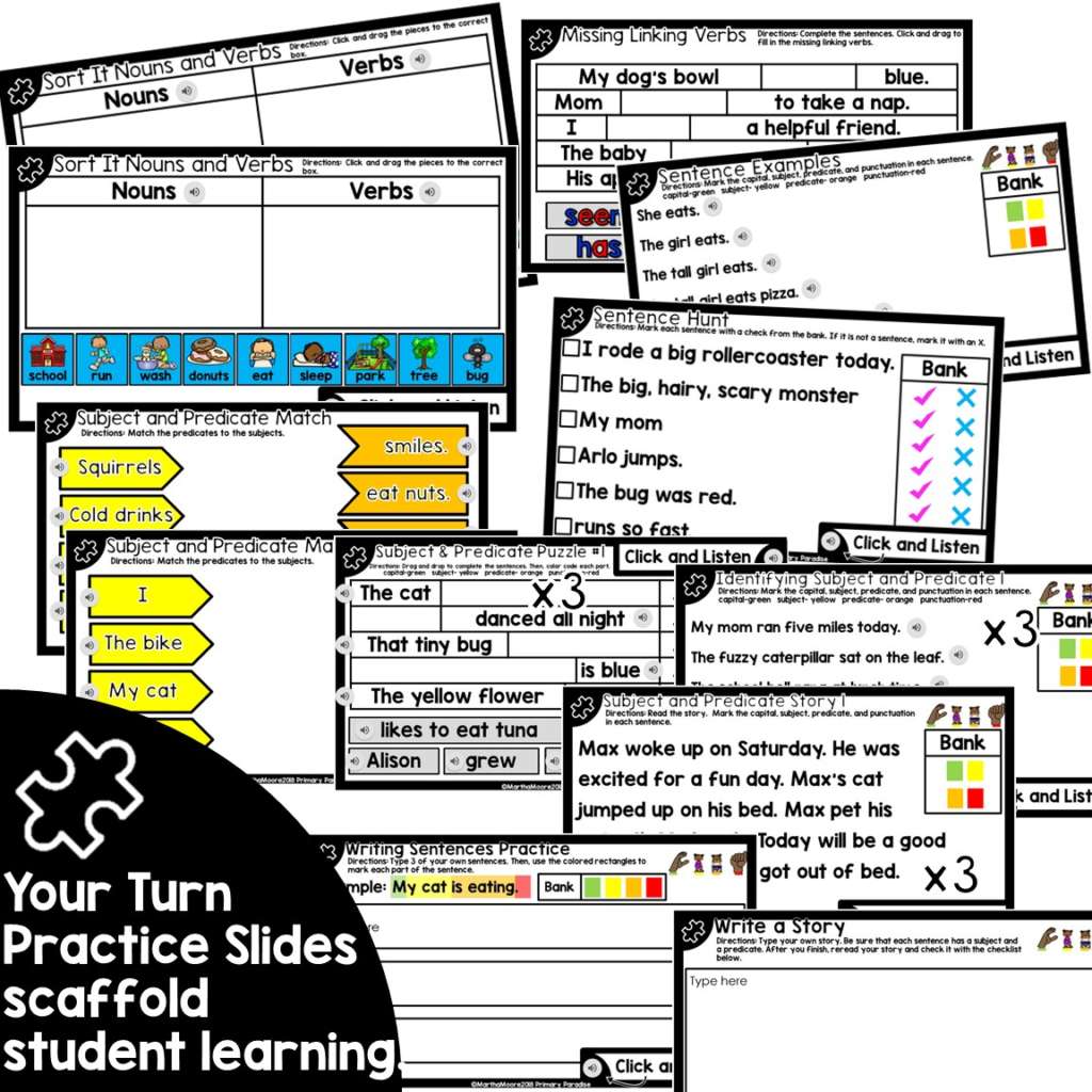 Digital Sentences Subject and Predicate for Google Slides: Distance Learning